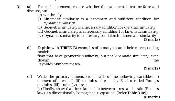 Solved Q1 (a) For each statement, choose whether the | Chegg.com
