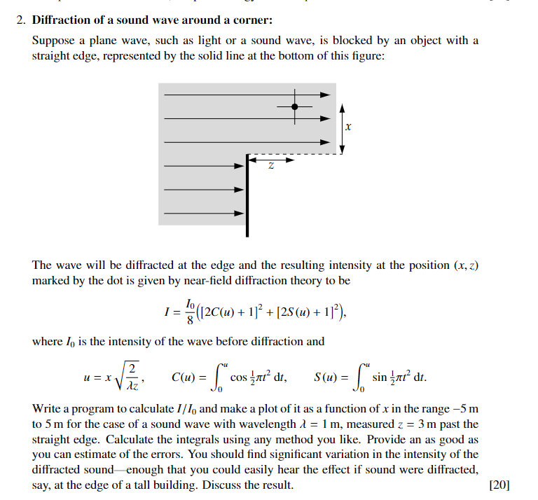 Solved 2. Diffraction of a sound wave around a corner: | Chegg.com