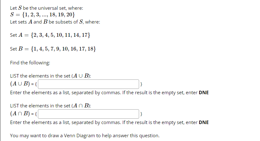 Solved Let S be the universal set, where: S = {1, 2, 3, ..., | Chegg.com