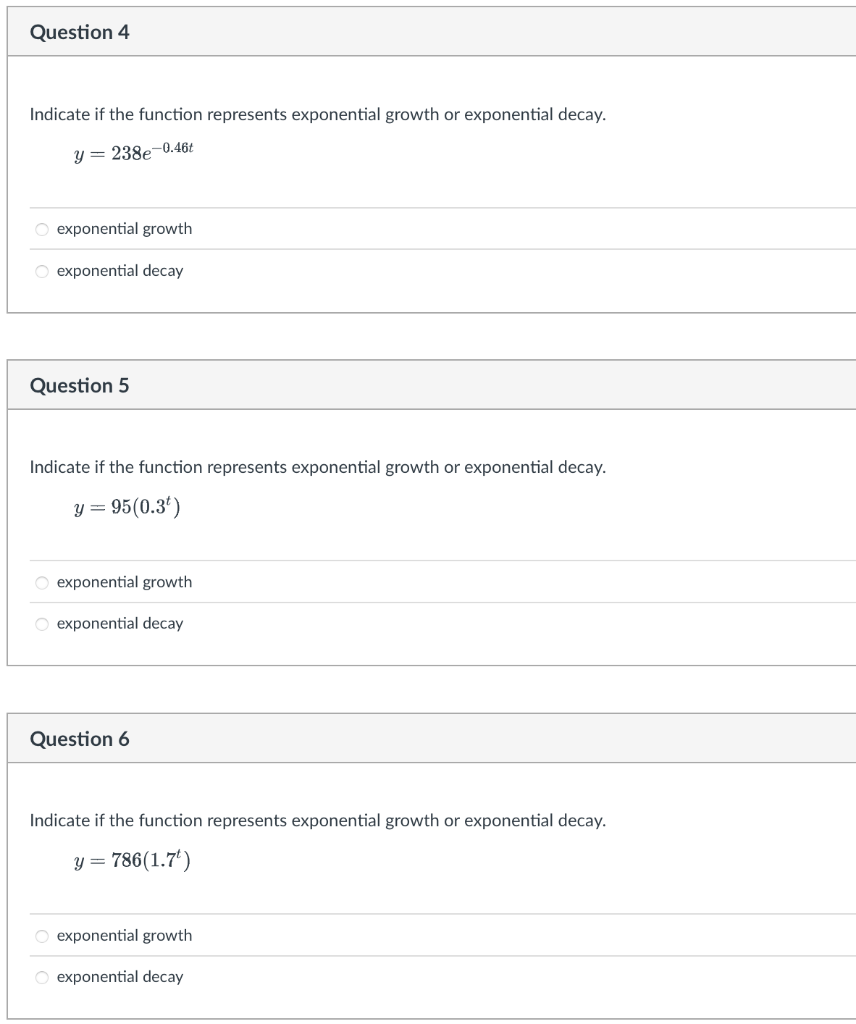 Solved Indicate if the function represents exponential | Chegg.com