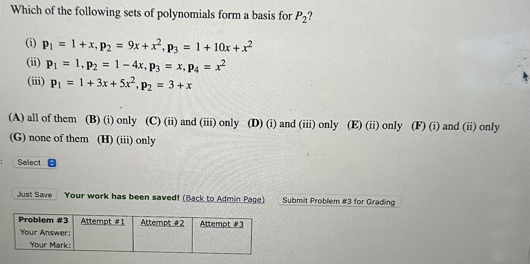 Solved Which of the following sets of polynomials form a | Chegg.com