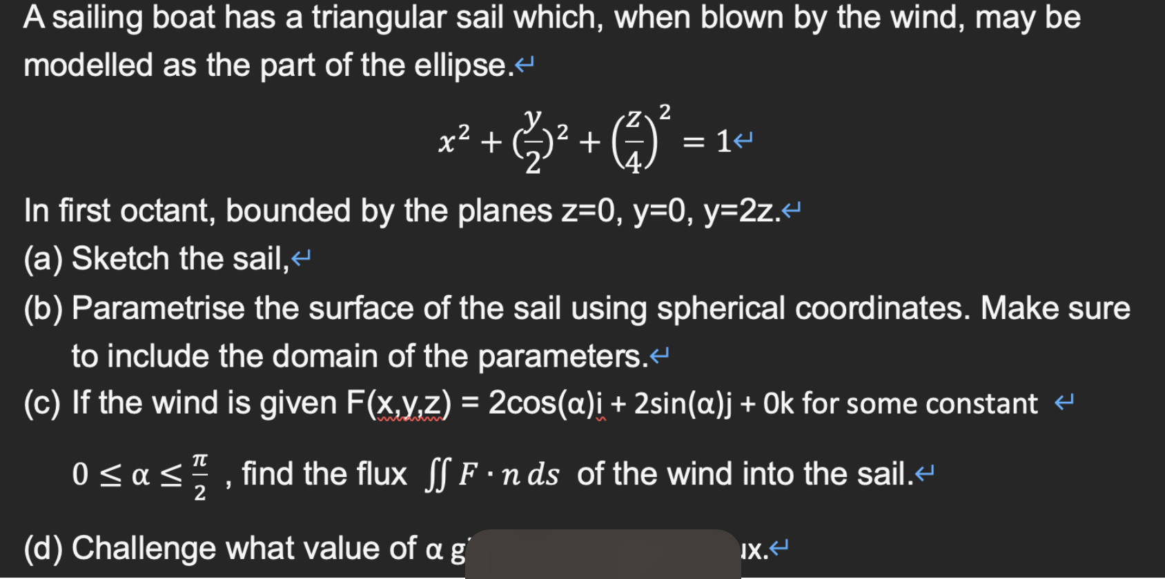 Solved A sailing boat has a triangular sail which, when | Chegg.com