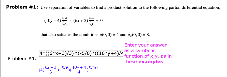Solved Problem #1: Use separation of ﻿variables to ﻿find a | Chegg.com