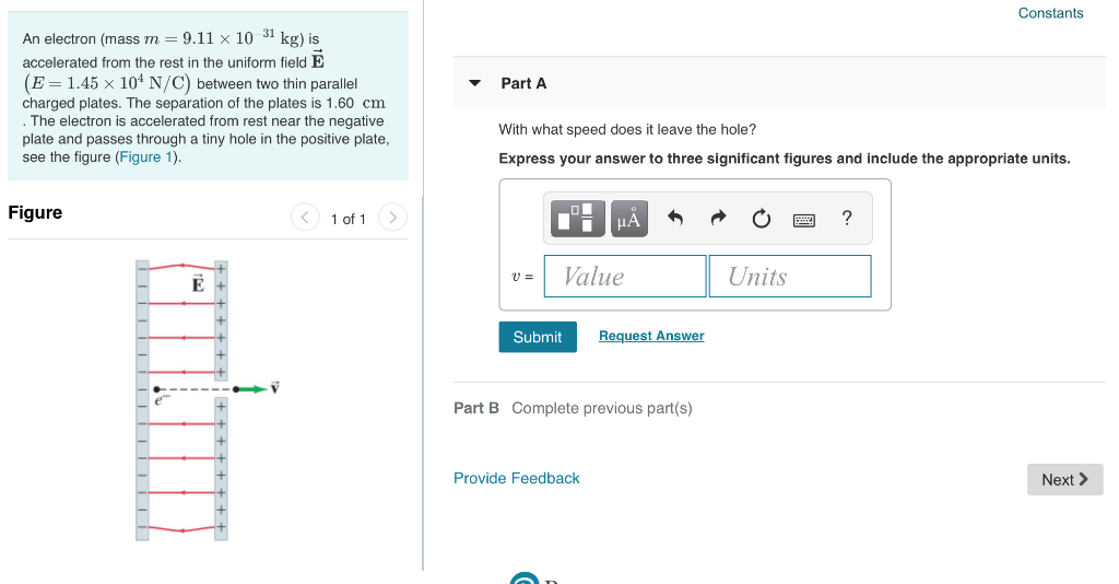 Solved Constants Part A An electron (mass m = 9.11 x 10 31 | Chegg.com