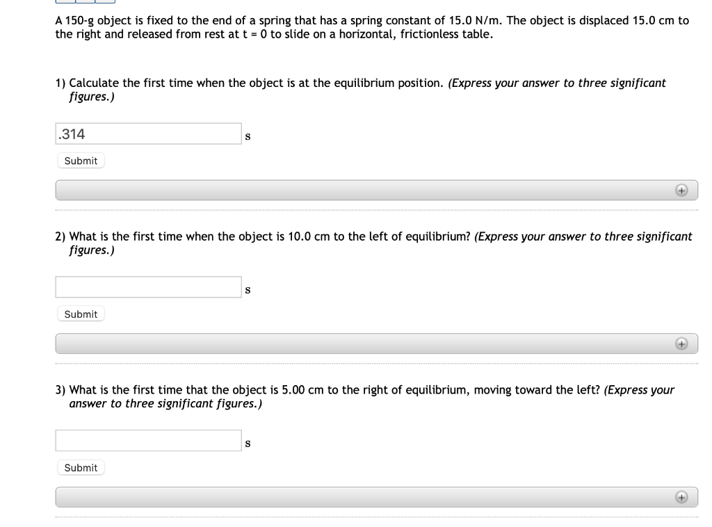 Solved A 150-g object is fixed to the end of a spring that | Chegg.com