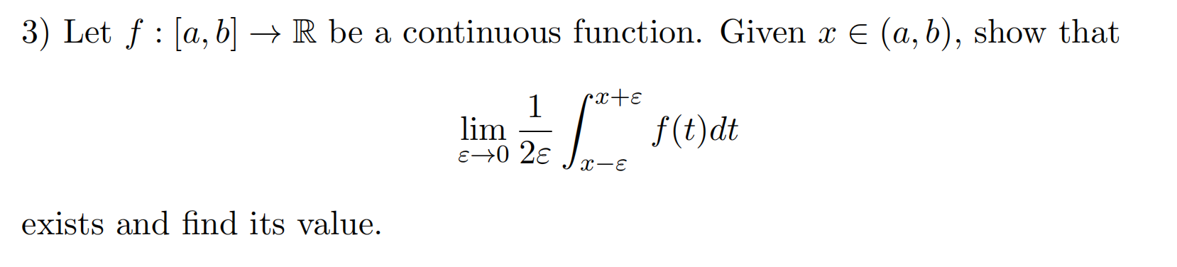 Solved 3) Let f:[a,b]→R be a continuous function. Given | Chegg.com