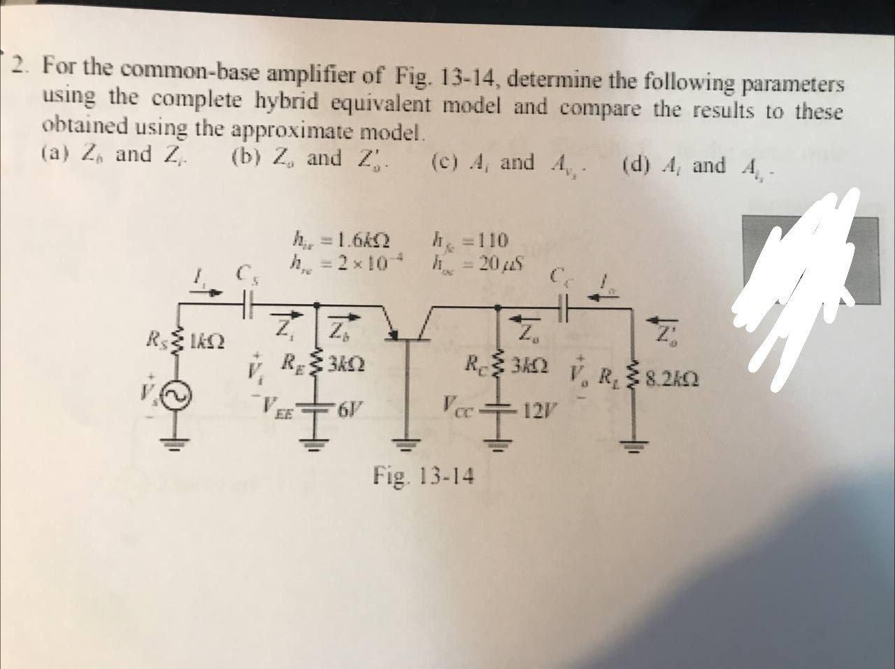 Solved 12. For the common-base amplifier of Fig. 13-14, | Chegg.com