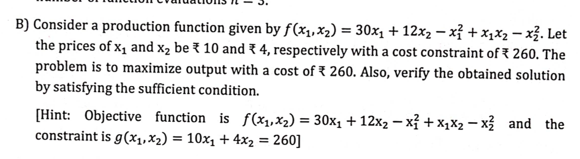 B) Consider a production function given by | Chegg.com