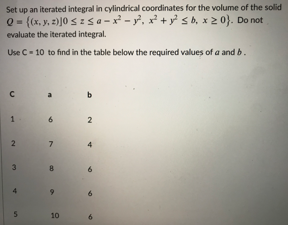Solved Set up an iterated integral in cylindrical | Chegg.com