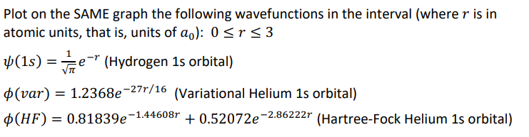 Solved = Plot on the SAME graph the following wavefunctions | Chegg.com