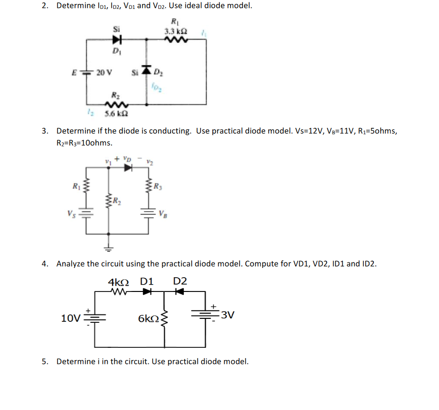 Solved 2. Determine ID1,ID2,VD1 and VD2. Use ideal diode | Chegg.com Solved 2. Determine ID1,ID2,VD1 and VD2. Use ideal diode | Chegg.com