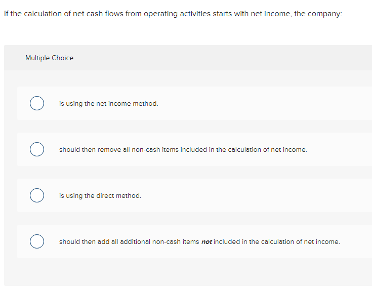 Solved If the calculation of net cash flows from operating | Chegg.com