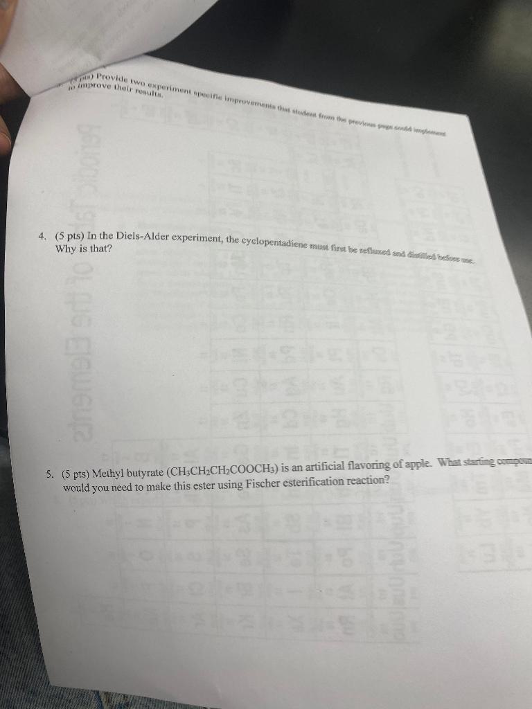 Solved 4. (5 pts) In the Diels-Alder experiment, the | Chegg.com