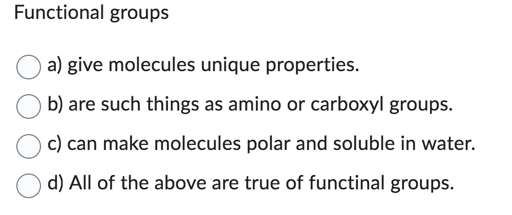 Solved Functional groupsa) ﻿give molecules unique | Chegg.com