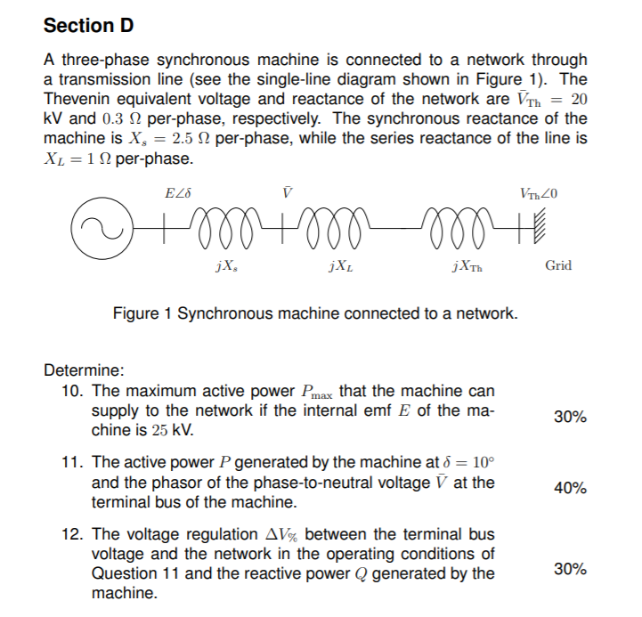 Solved Section D A three-phase synchronous machine is | Chegg.com