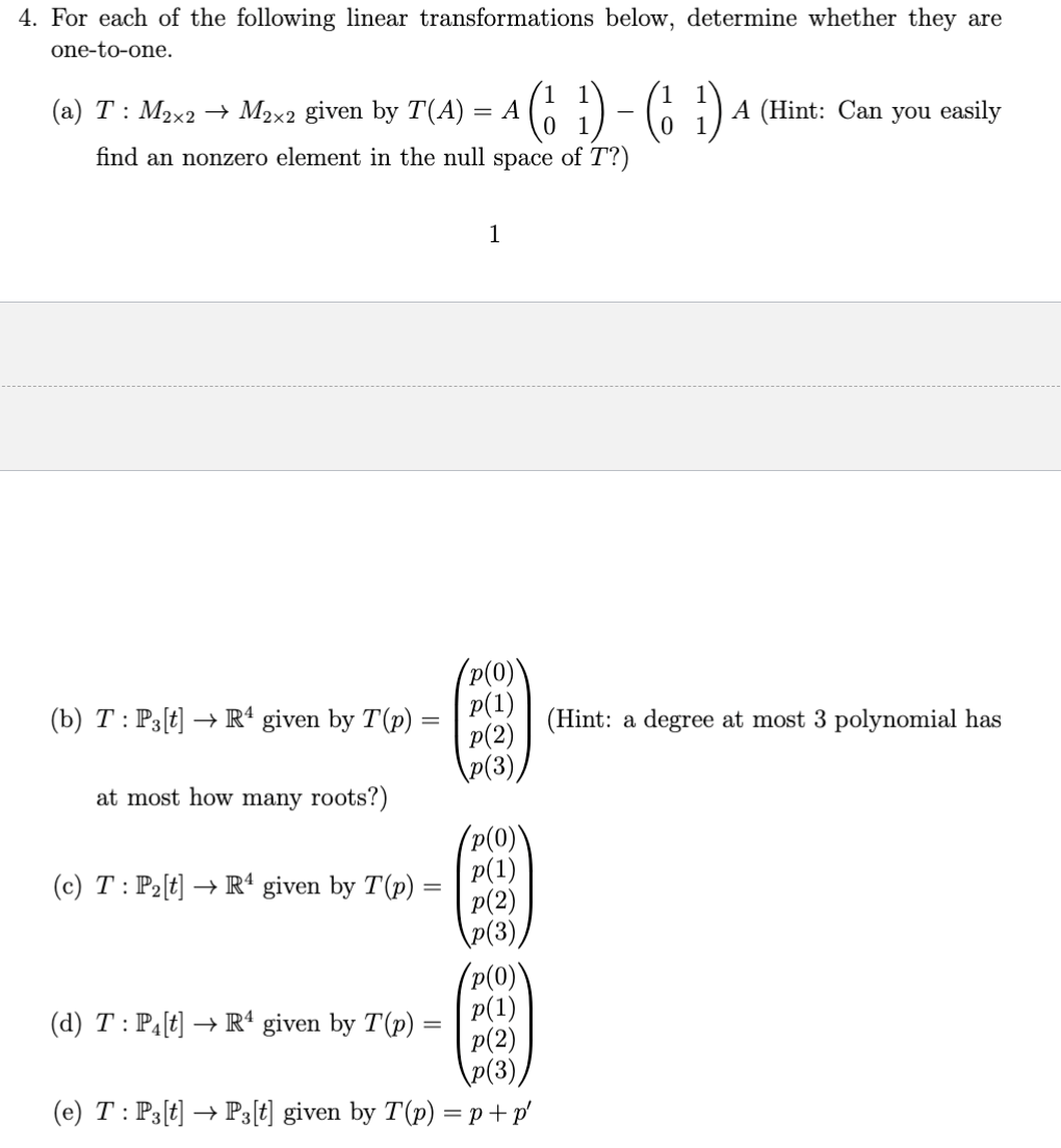 Solved 4 For Each Of The Following Linear Transformations
