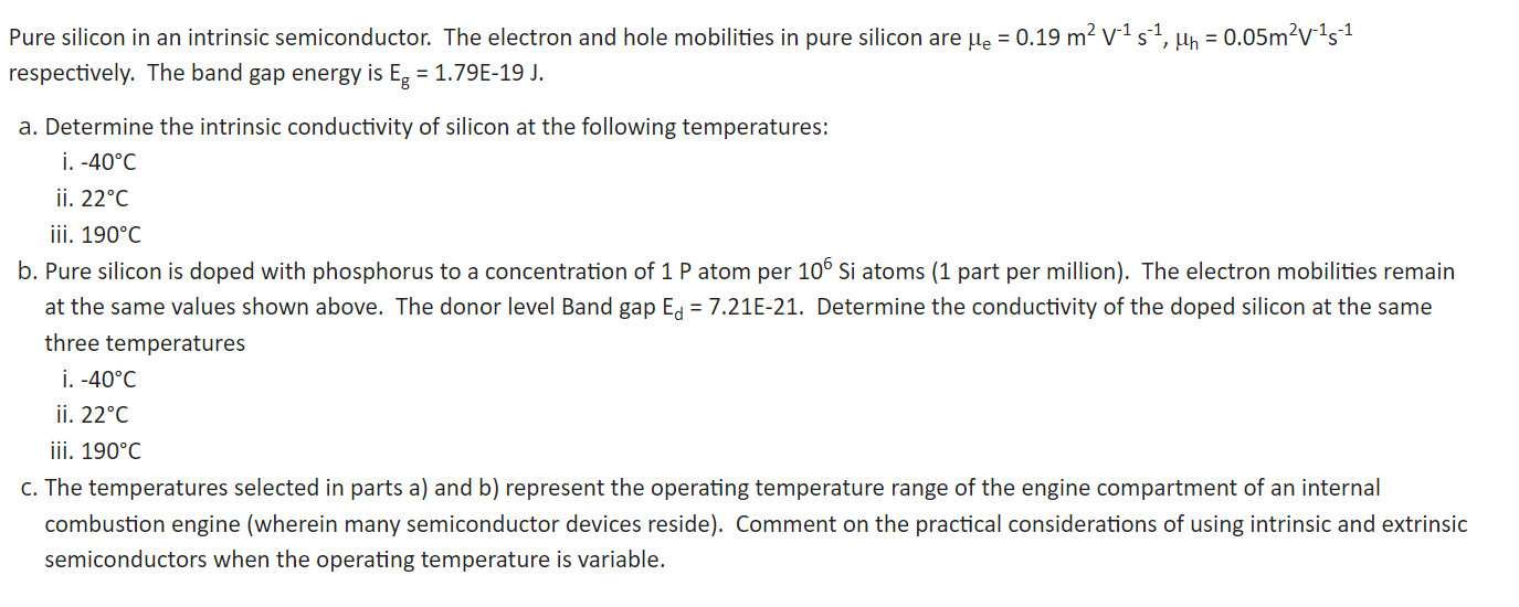 Solved Pure silicon in an intrinsic semiconductor. The | Chegg.com