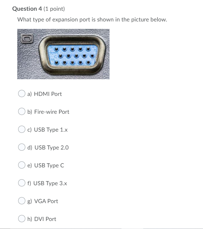 Solved Question 4 (1 point) What type of expansion port is | Chegg.com