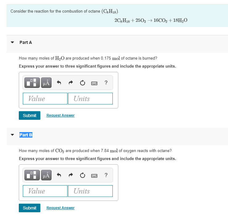 Solved Consider the reaction for the combustion of octane | Chegg.com