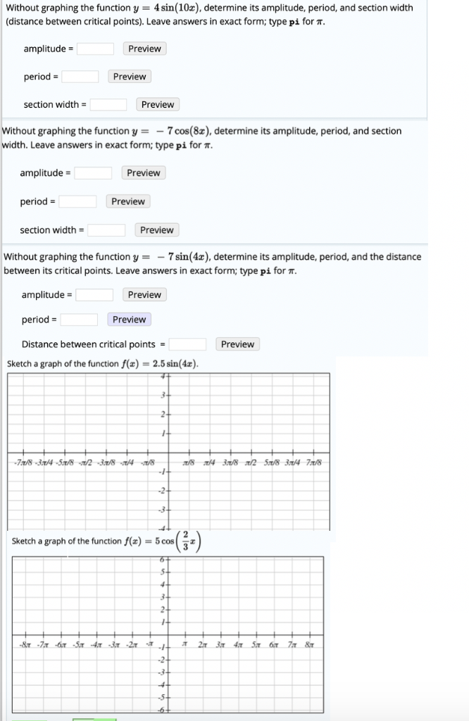 Solved Without graphing the function y4sin(10), determine | Chegg.com