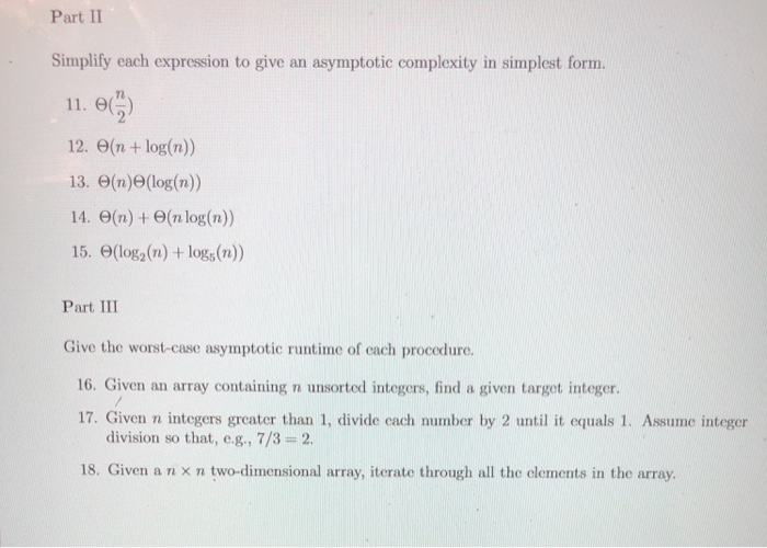 Solved Simplify each expression to give an asymptotic compl | Chegg.com