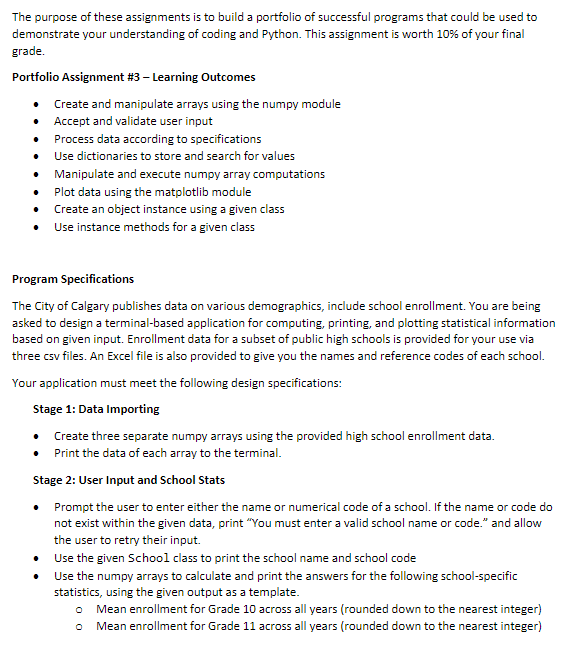 Solved The purpose of these assignments is to build a | Chegg.com