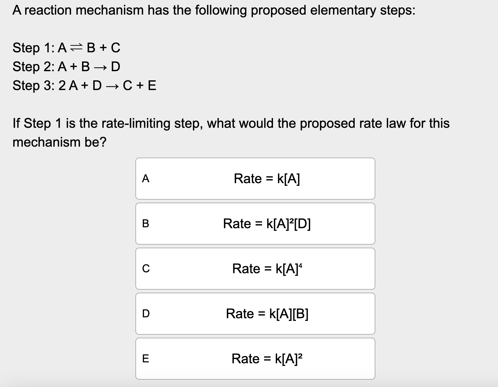 Solved A reaction mechanism has the following proposed | Chegg.com