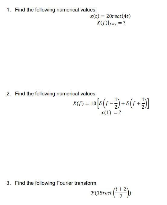 Solved 1. Find the following numerical values. | Chegg.com