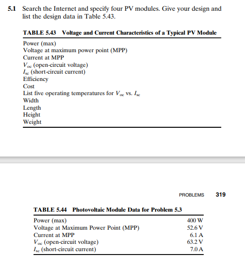 Solved 1 Search the Internet and specify four PV modules. | Chegg.com
