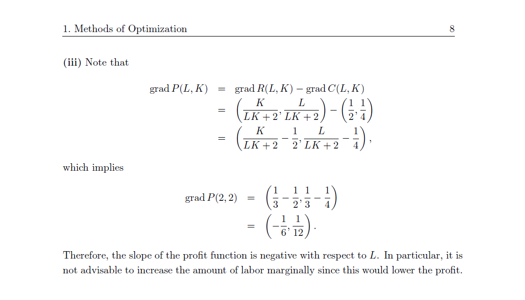 Solved 1. Methods of Optimization 7 Exercise 2. A firm uses | Chegg.com