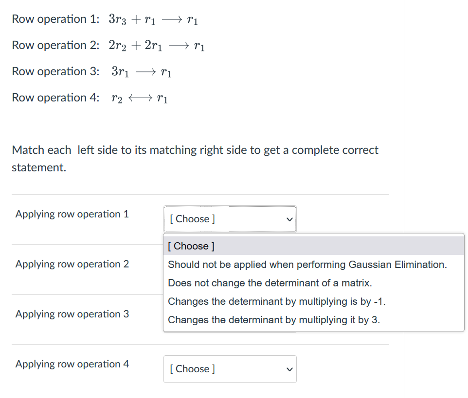 Row operation 1: 3r3+r1 r1 Row operation 2: | Chegg.com