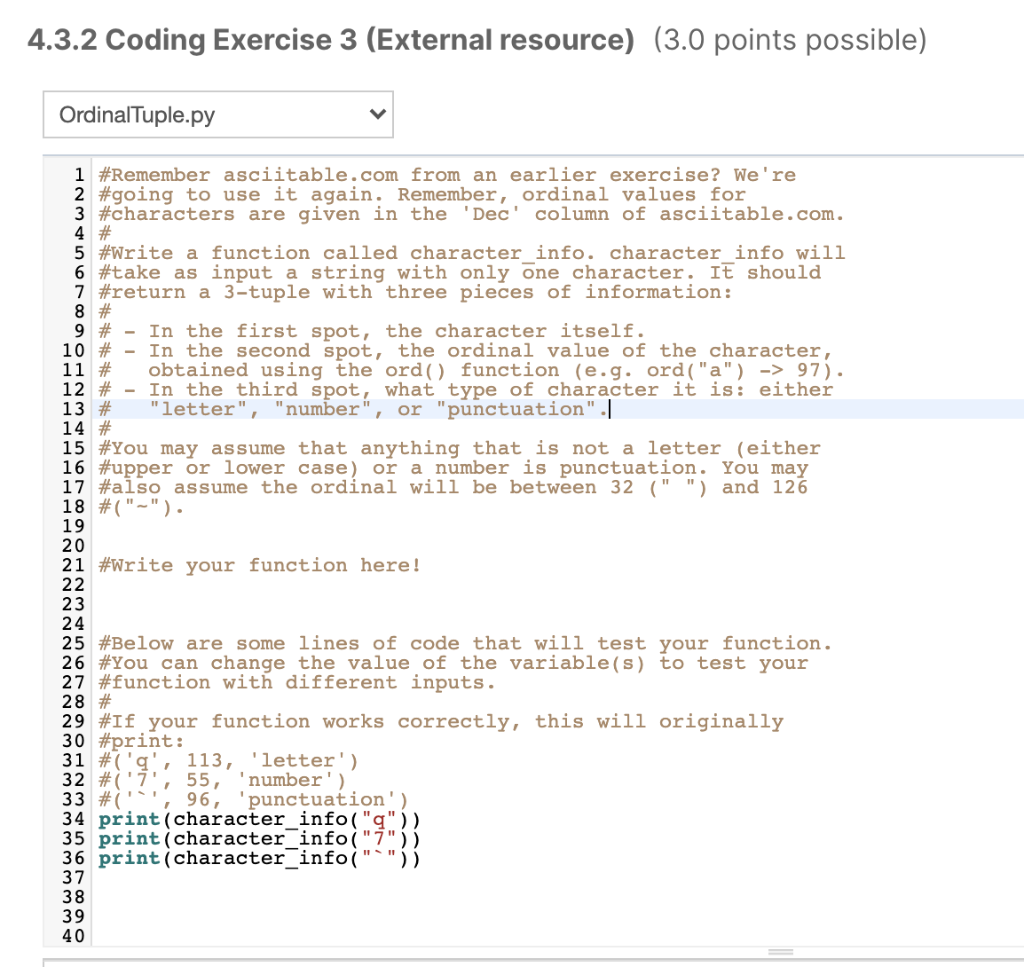 Solved 4.3.2 Coding Exercise 3 (External resource) (3.0 | Chegg.com