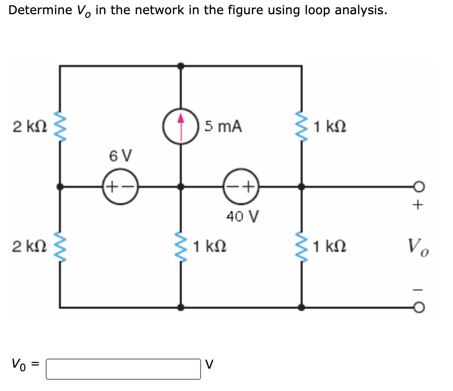 Solved Determine V. in the network in the figure using loop | Chegg.com
