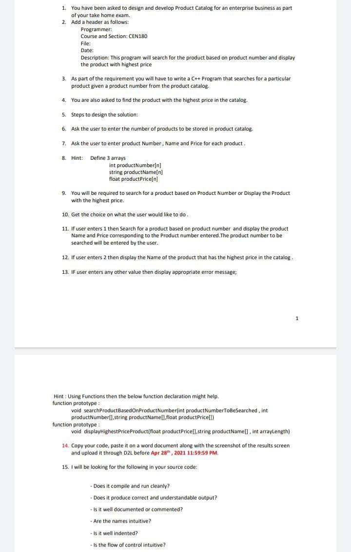 Solved 1. You have been asked to design and develop Product | Chegg.com