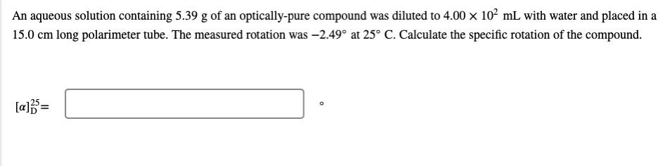 Solved An aqueous solution containing 5.39 g of an | Chegg.com