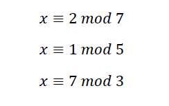 Solved x= 2 mod 7 x= 1 mod 5 x= 7 mod 3 | Chegg.com