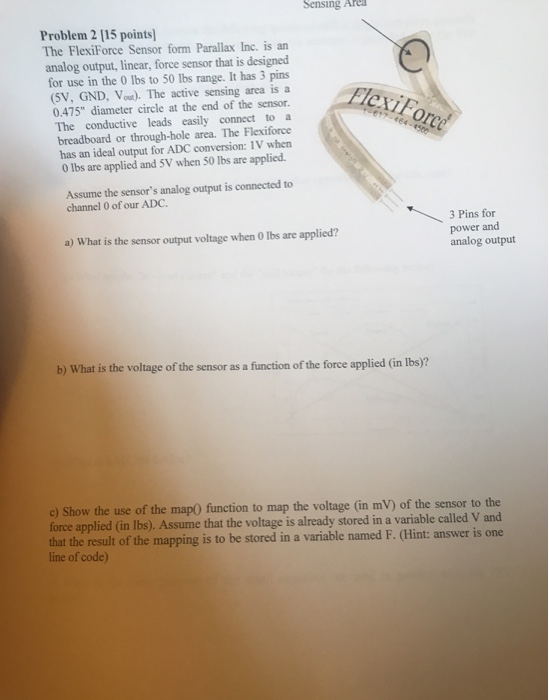 Solved Sensing Are Problem 2 115 points The FlexiForce | Chegg.com