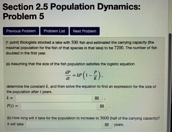 Solved Section 2 5 Population Dynamics Problem 5 Previous