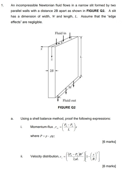 Solved 1. An incompressible Newtonian fluid flows in a | Chegg.com