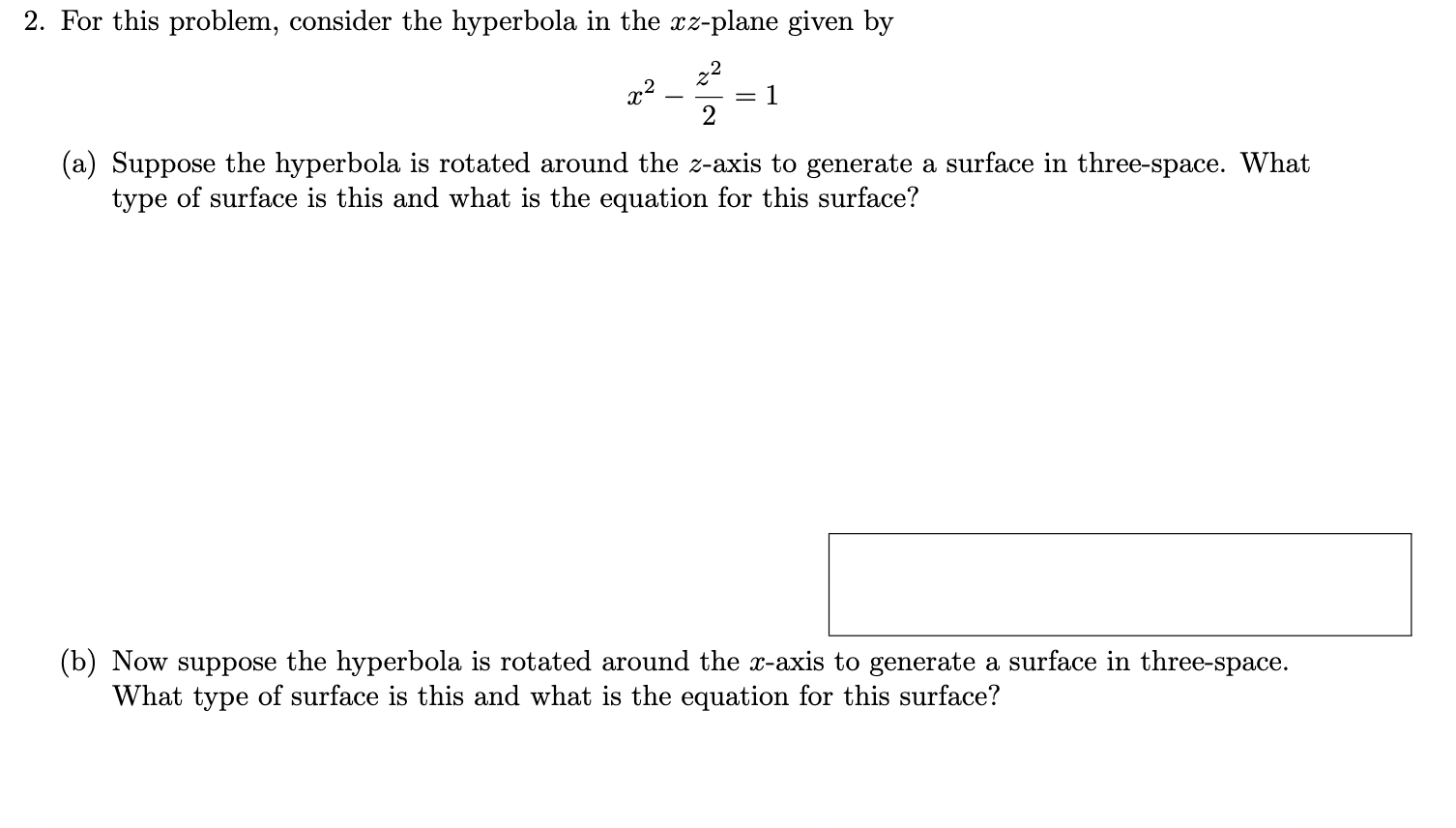 Solved 2. For this problem, consider the hyperbola in the | Chegg.com