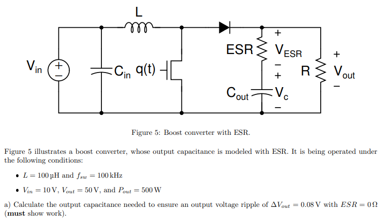 Solved Figure 5: Boost converter with ESR. Figure 5 | Chegg.com