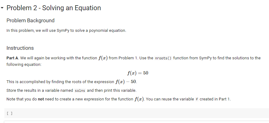 Solved Problem Background In this problem, we will use SymPy | Chegg.com