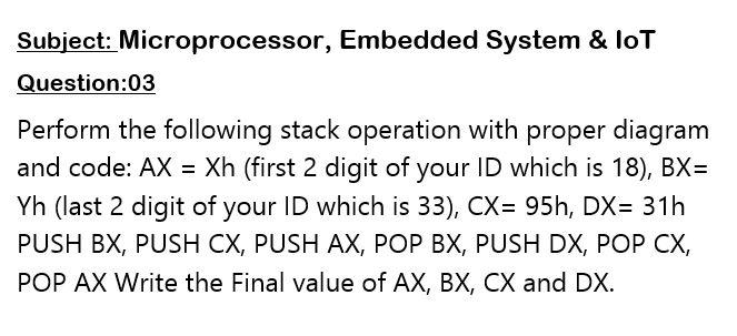 Solved Subject: Microprocessor, Embedded System & loT | Chegg.com