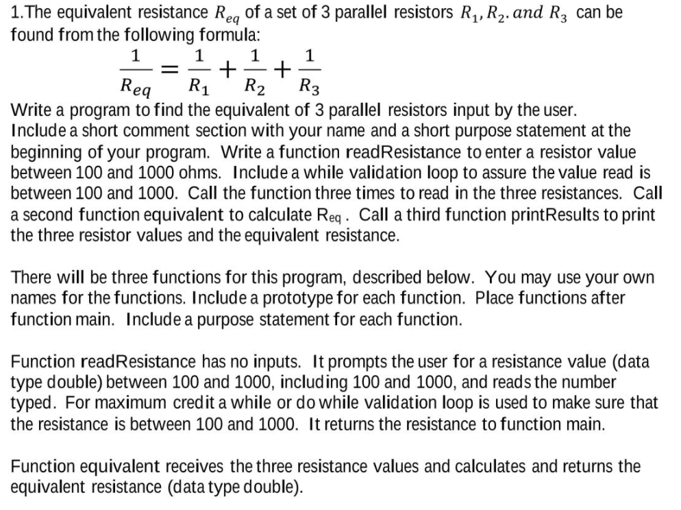 Solved = Req 1. The equivalent resistance Reg of a set of 3 | Chegg.com