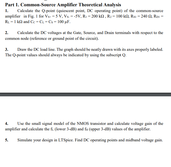 Solved Use an NMOS transistor in Common-Source | Chegg.com