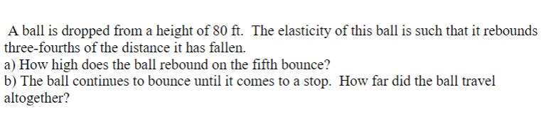 Solved A ball is dropped from a height of 80ft. The | Chegg.com