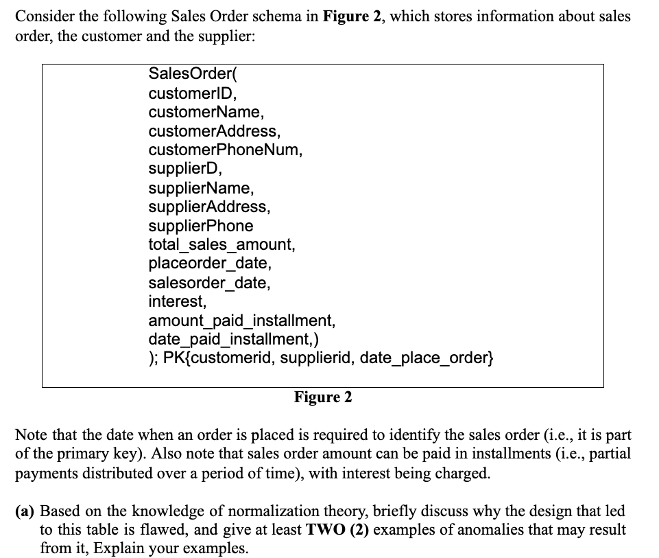Solved Consider the following Sales Order schema in Figure | Chegg.com