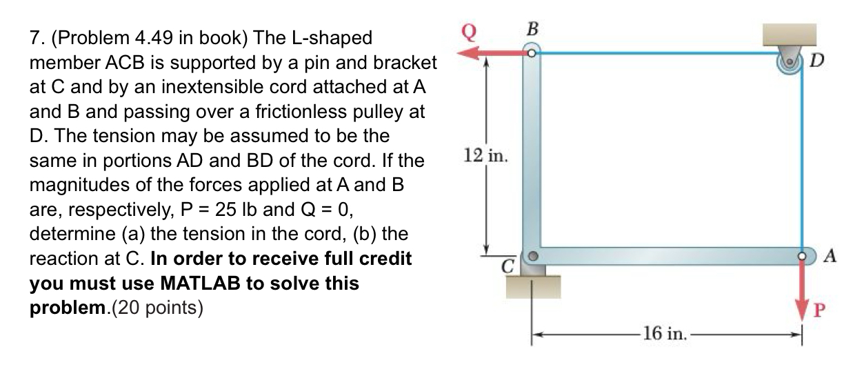 7. (Problem 4.49 in book) The L-shaped member ACB is | Chegg.com