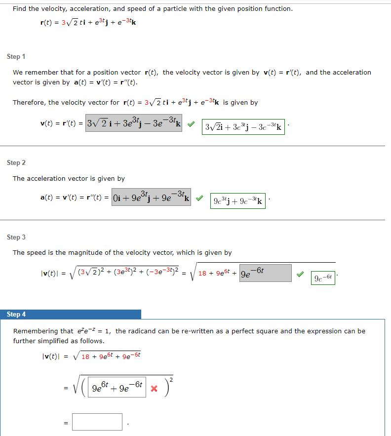 Solved Find the velocity, acceleration, and speed of a | Chegg.com