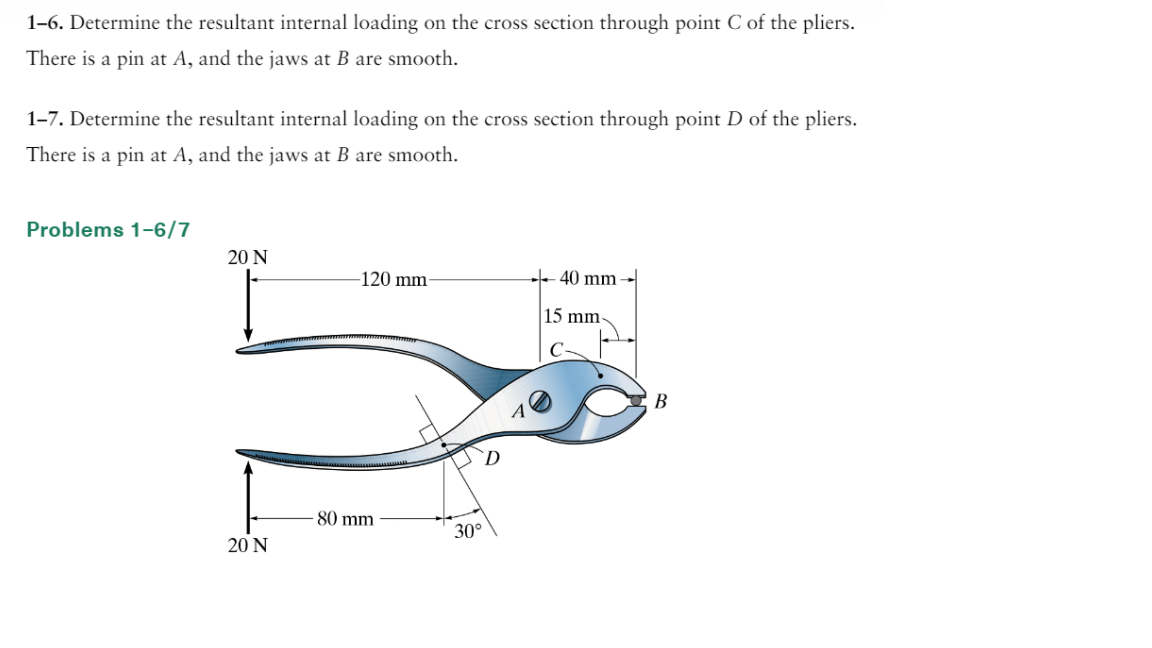 Solved 1-6. Determine the resultant internal loading on the | Chegg.com